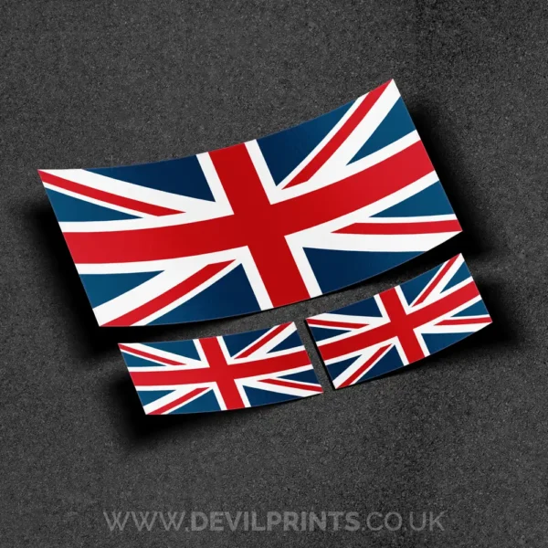 3 x Union Jack Flag Stickers | Devil Prints UK