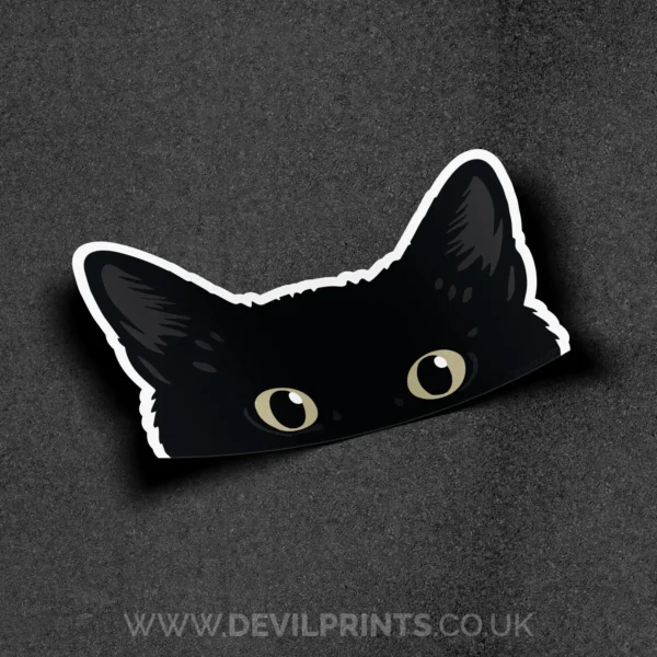 Peeking Black Cat | Devil Prints UK