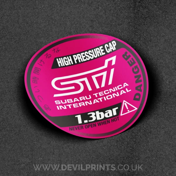STI Radiator Cap Decal Sticker | Devil Prints UK